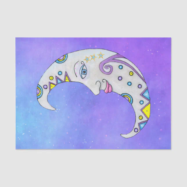 Fantasy Moon Pretty Face Bright Colorful Markings Tissue Paper | Zazzle