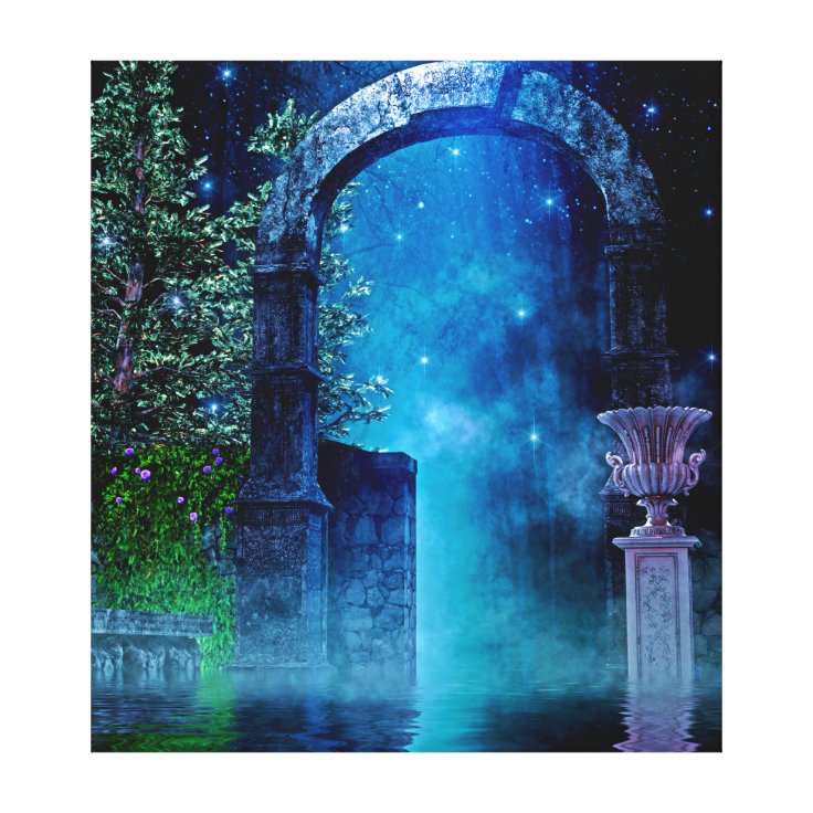 Fantasy Night Blue Light Stretched Canvas Print | Zazzle