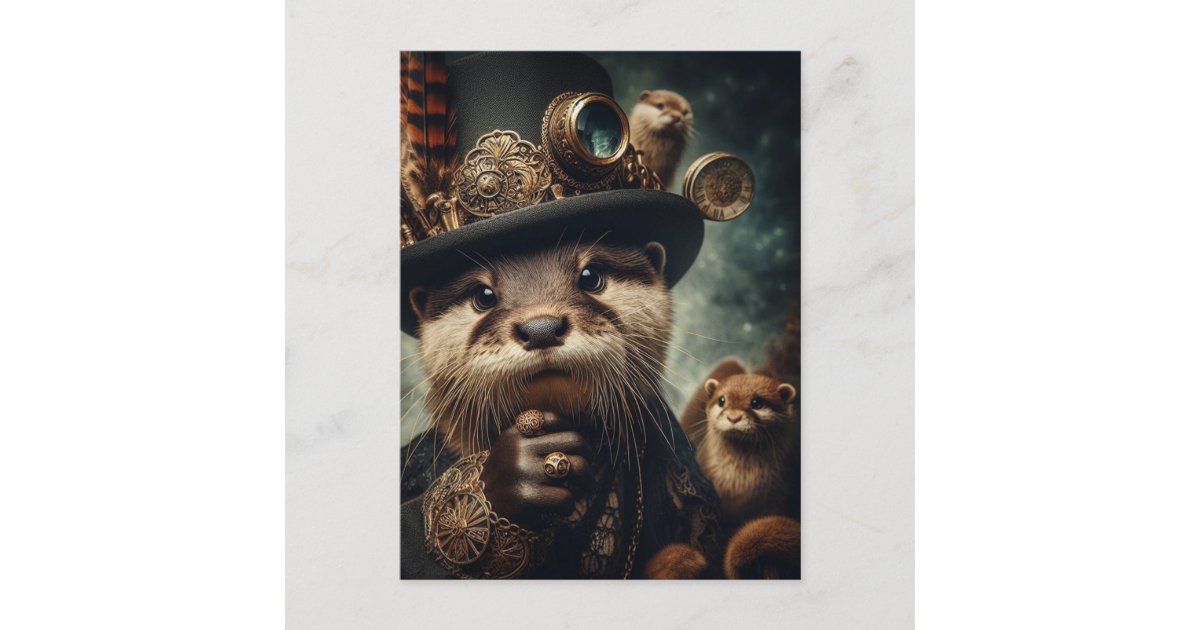 Fantasy Otter Steampunk Postcard | Zazzle