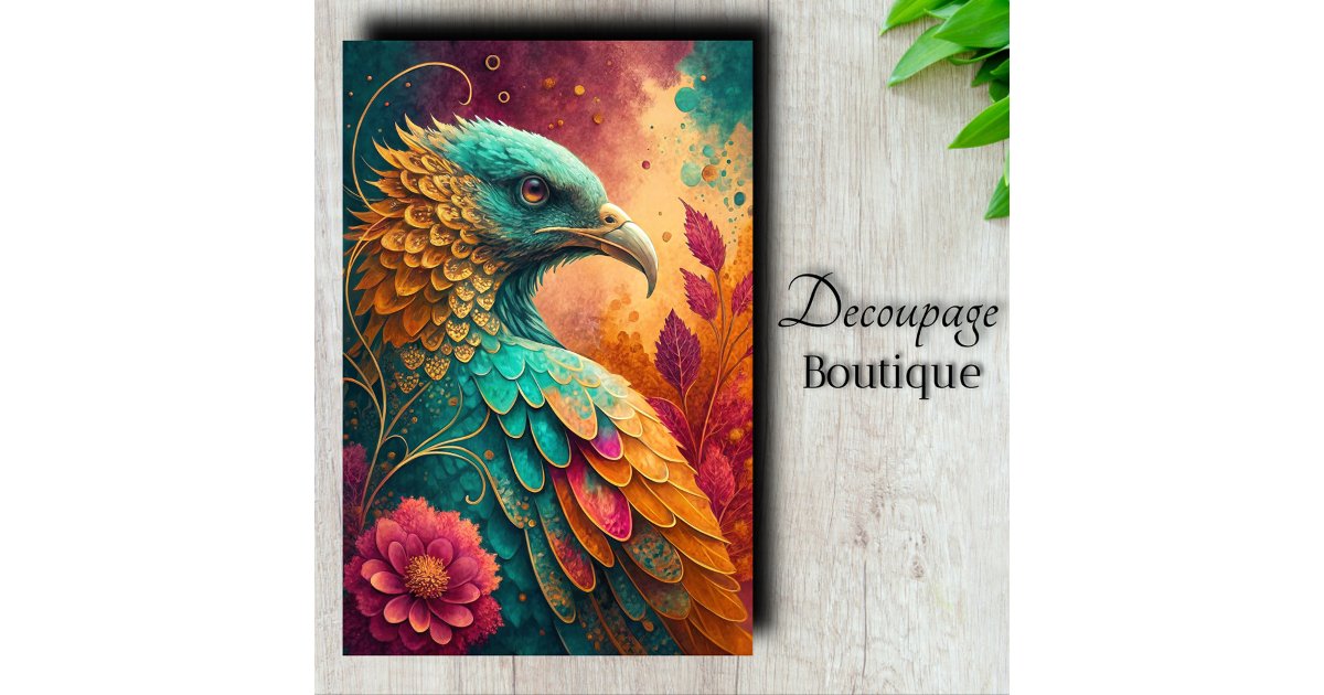 Fantasy Phoenix Decoupage Tissue Paper | Zazzle