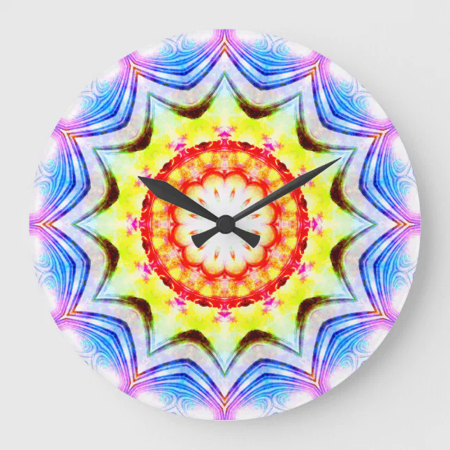 Fantasy Priest Mage Magical Vibrant Mandela Large Clock | Zazzle