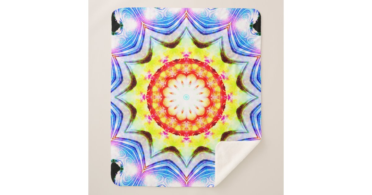Fantasy Priest Mage Magical Vibrant Mandela Sherpa Blanket | Zazzle