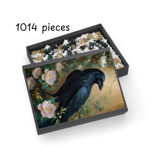 Fantasy Raven & Bloom – Enchanted Gothic Art Jigsaw Puzzle | Zazzle
