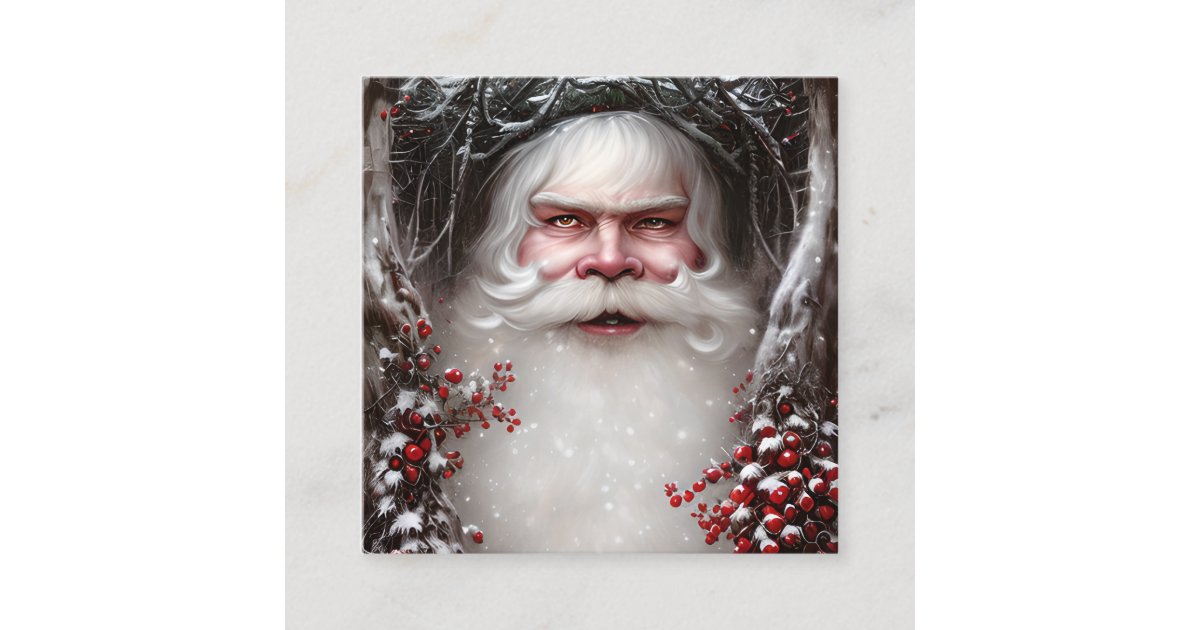 Fantasy Santa Portrait Square Business Card | Zazzle