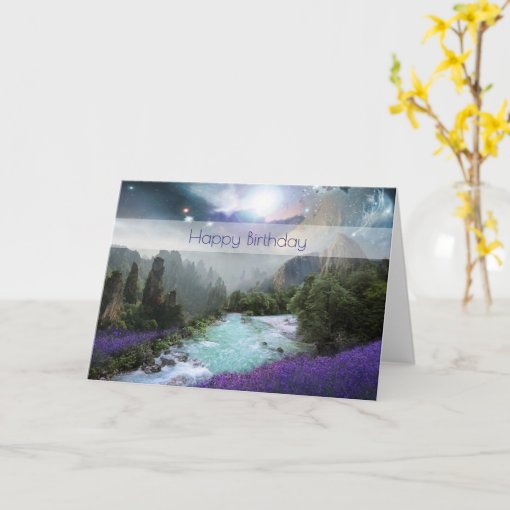 Fantasy Scenic Nature Landscape Happy Birthday Card | Zazzle