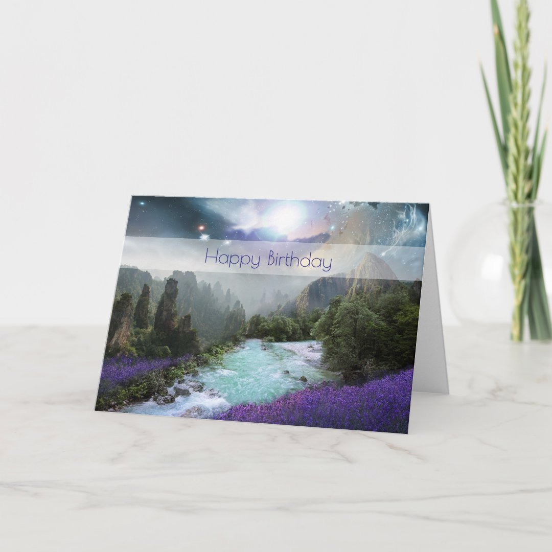 Fantasy Scenic Nature Landscape Happy Birthday Card | Zazzle