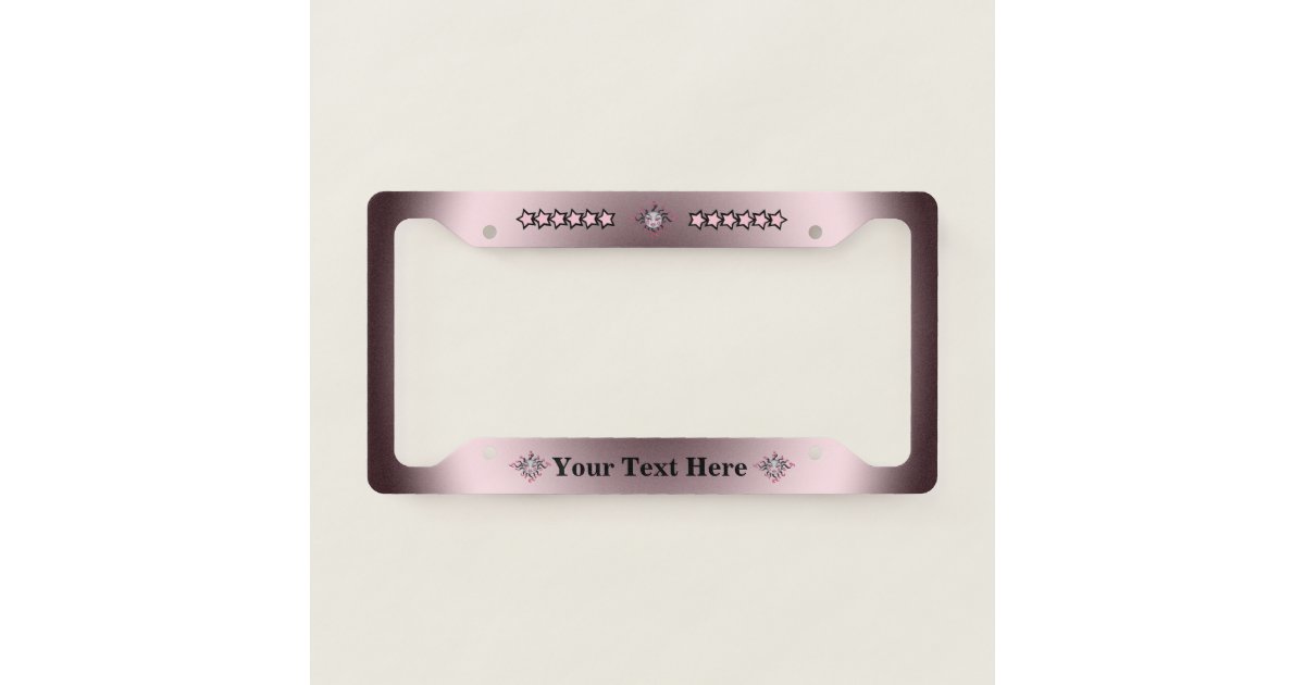 Fantasy Sun Pretty Face Black Pink Rays Stars License Plate Frame | Zazzle