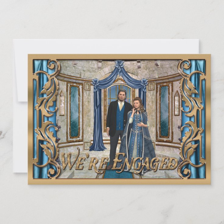 Fantasy-Themed Wedding Bronze Medieval Engagement Invitation | Zazzle