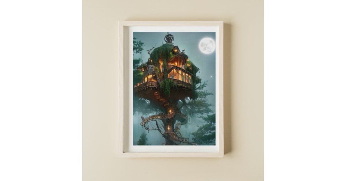 Fantasy Tree House Digital Artwork Poster | Zazzle