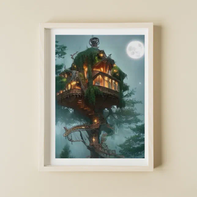 Fantasy Tree House Digital Artwork Poster | Zazzle