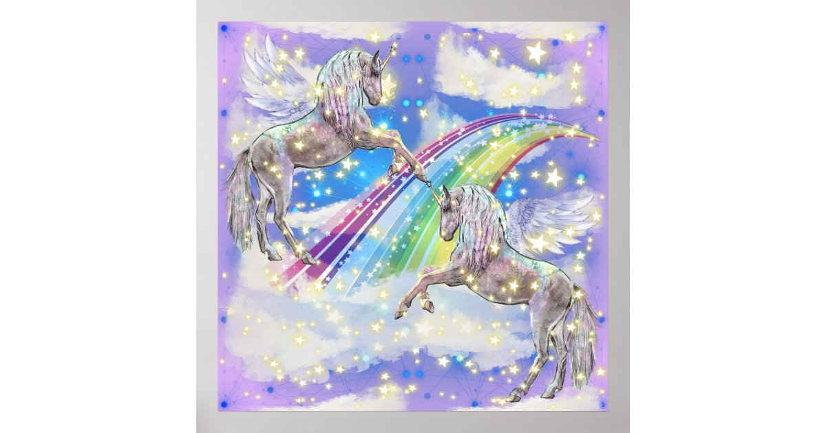Fantasy Unicorn girls room poster | Zazzle