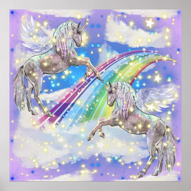 Fantasy Unicorn girls room poster | Zazzle