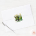 Fantasy watercolor Qilin in Green and Gold Square Sticker | Zazzle