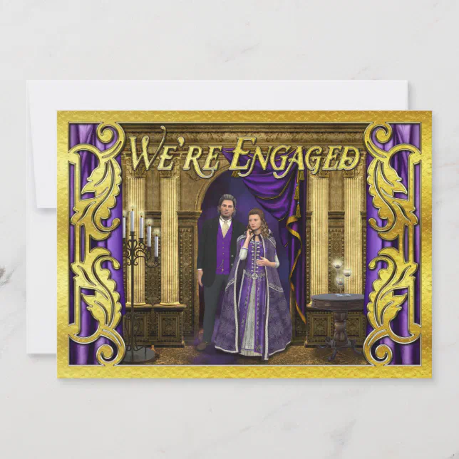 Fantasy Wedding Faux Gold Foil Medieval Engagement Invitation | Zazzle