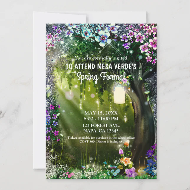 Fantasy Woodland Enchanted Forest Flowers Prom Invitation | Zazzle
