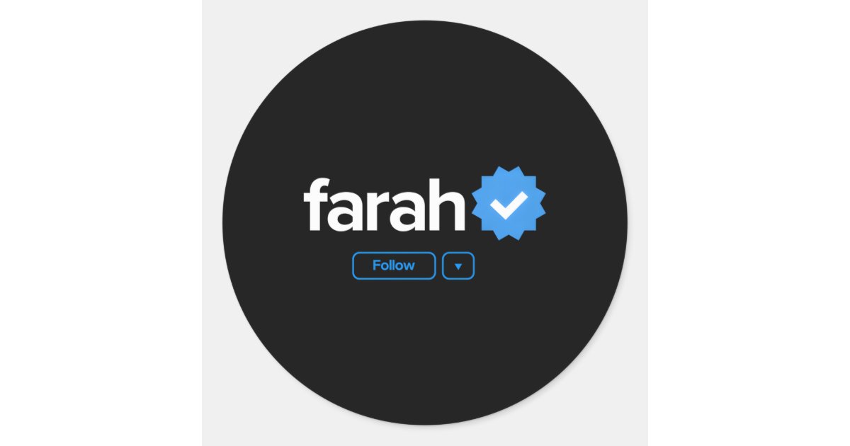 Farah First Name Verified Badge Social Media Farah Classic Round ...