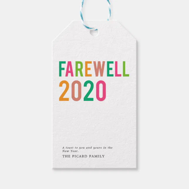 Farewell 2020 New Year Colorful Cute Festive Gift Tags | Zazzle