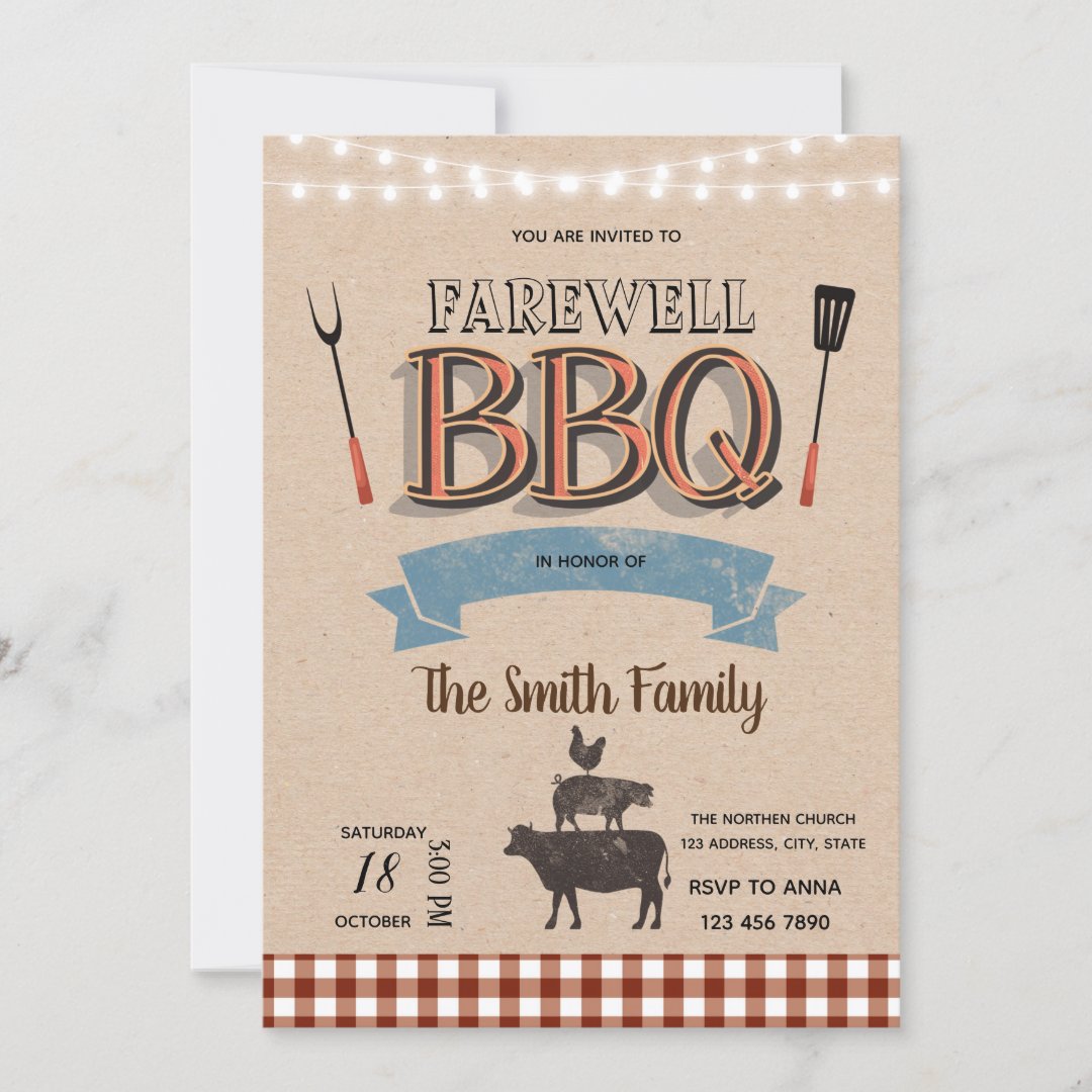 Farewell bbq party invitation | Zazzle