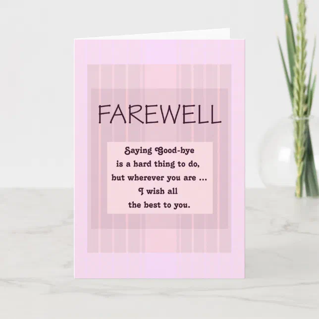 Farewell/Good-Bye for Female Pink Stripes Card | Zazzle