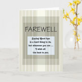Farewell/Good-Bye Green Stripes Card | Zazzle
