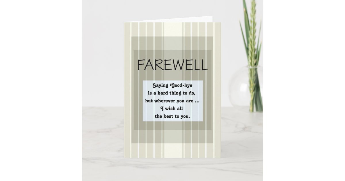 Farewell/Good-Bye Green Stripes Card | Zazzle