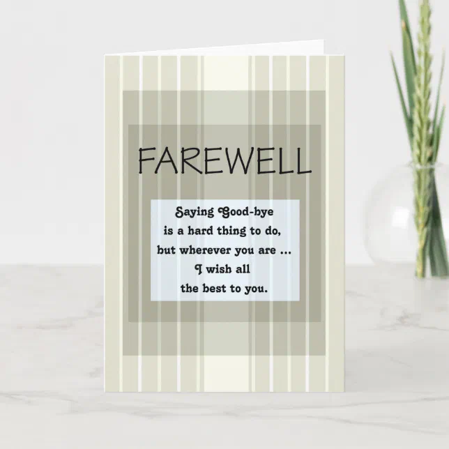 Farewell/Good-Bye Green Stripes Card | Zazzle