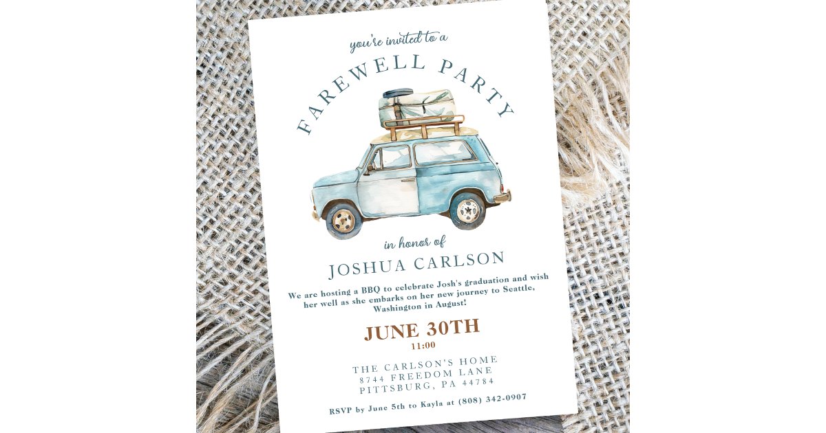 Farewell Grad Watercolor Going Away Party Invitation | Zazzle