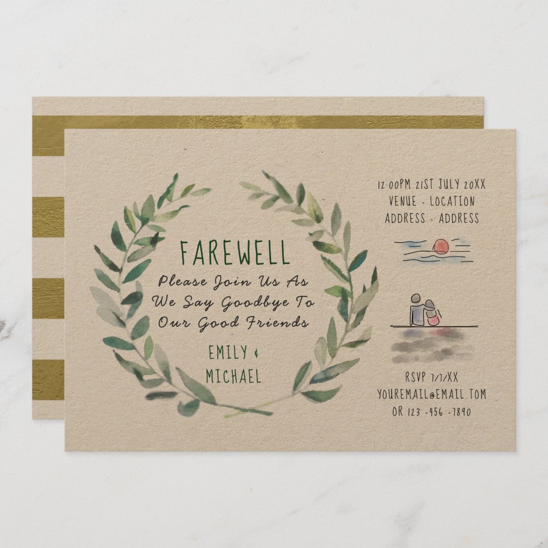 Farewell Leaving Party Invitation Kraft Rustic Art | Zazzle