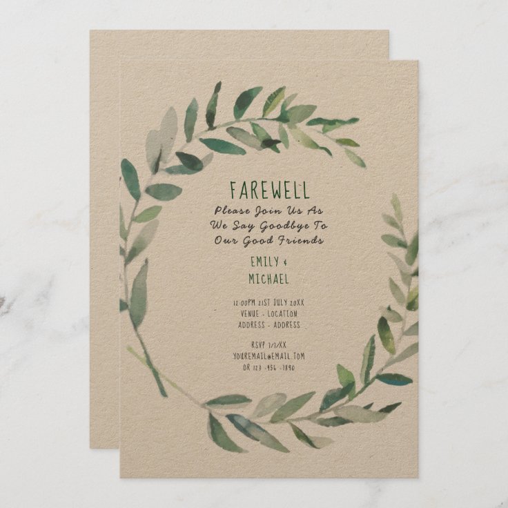 Farewell Leaving Party Invitation Kraft Rustic Art | Zazzle