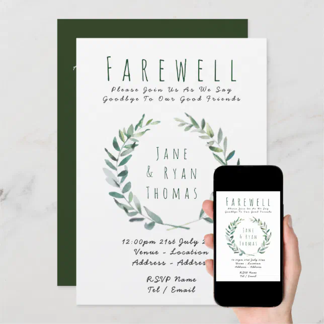 Farewell Leaving Party Invitation Rustic Leaves | Zazzle