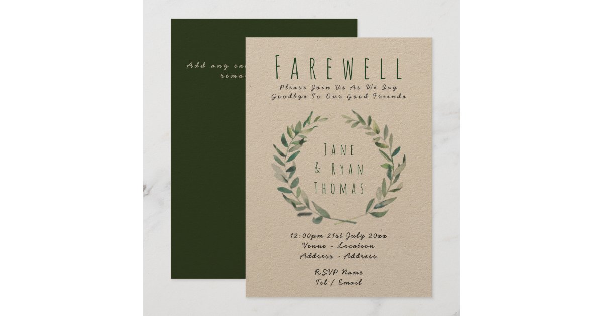 Farewell Leaving Party Invitation Rustic Leaves | Zazzle
