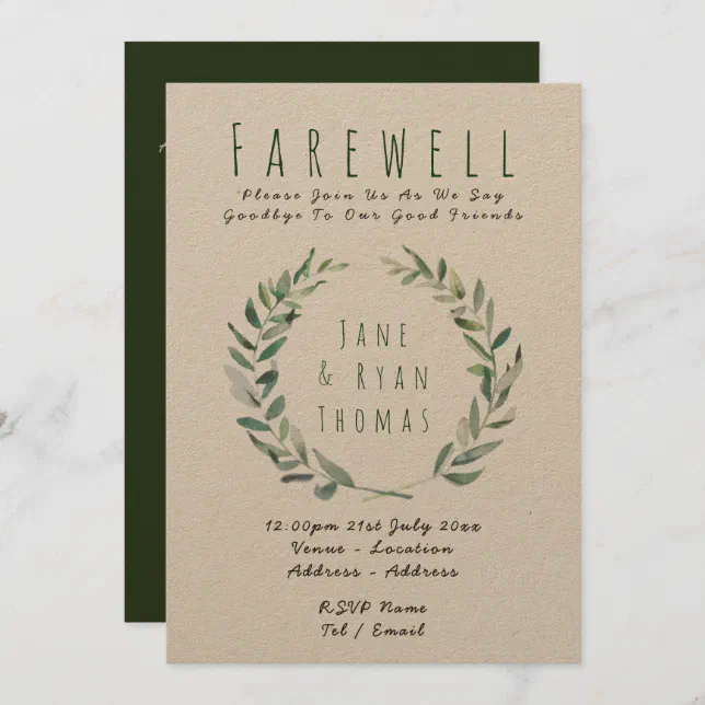 Farewell Leaving Party Invitation Rustic Leaves | Zazzle