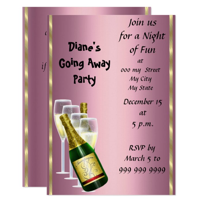 Farewell Party Invitation Card Good Bye Pink | Zazzle.com