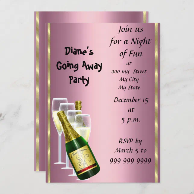 Farewell Party Invitation Card Good Bye Pink | Zazzle