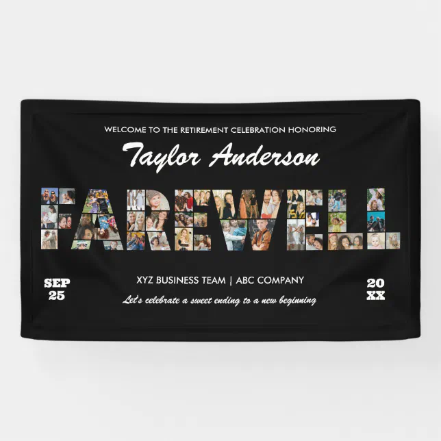 Farewell Party Photo Collage Coworker Retirement Banner | Zazzle