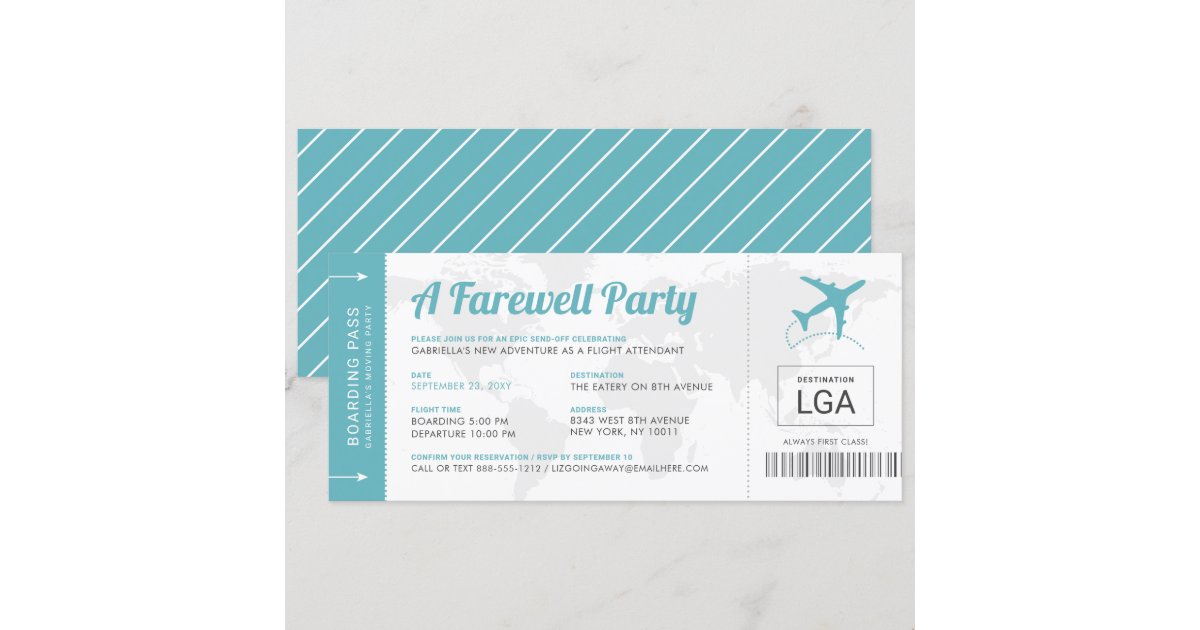 Farewell Party Travel Theme Boarding Pass Invite | Zazzle