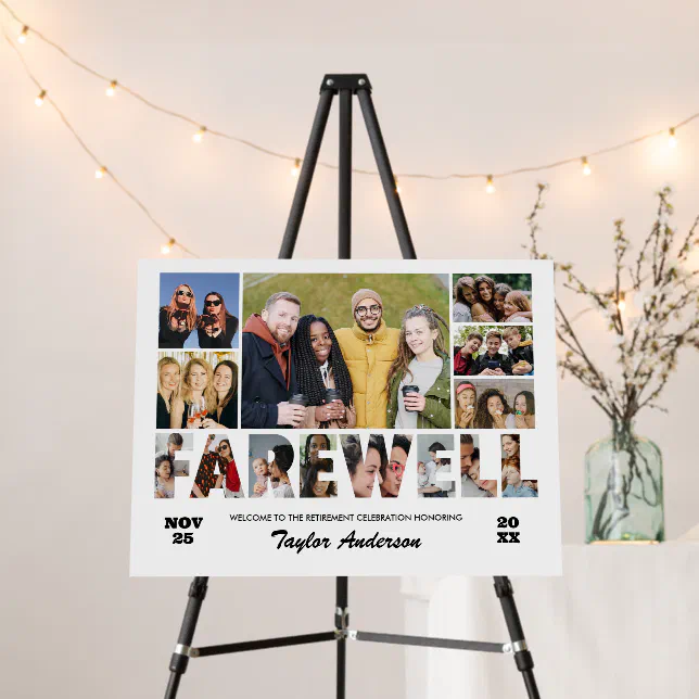 Farewell Photo Collage Retirement Party Welcome Foam Board | Zazzle
