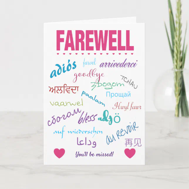 Farewell - Pink Goodbye Card | Zazzle