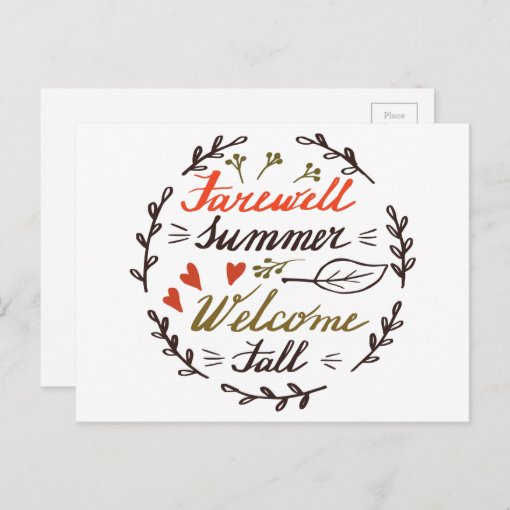 farewell summer welcome fall holiday postcard | Zazzle