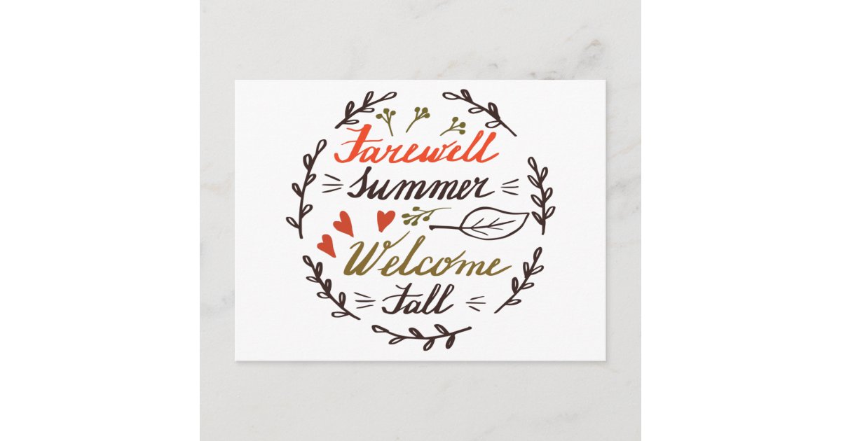 farewell summer welcome fall holiday postcard | Zazzle
