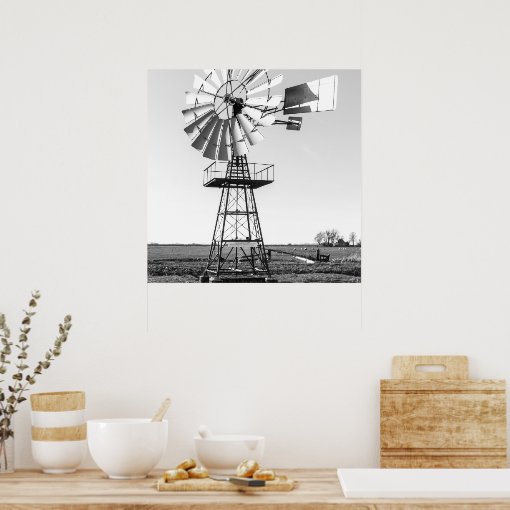 Farm Agricultural Water Pump Windmill Poster | Zazzle
