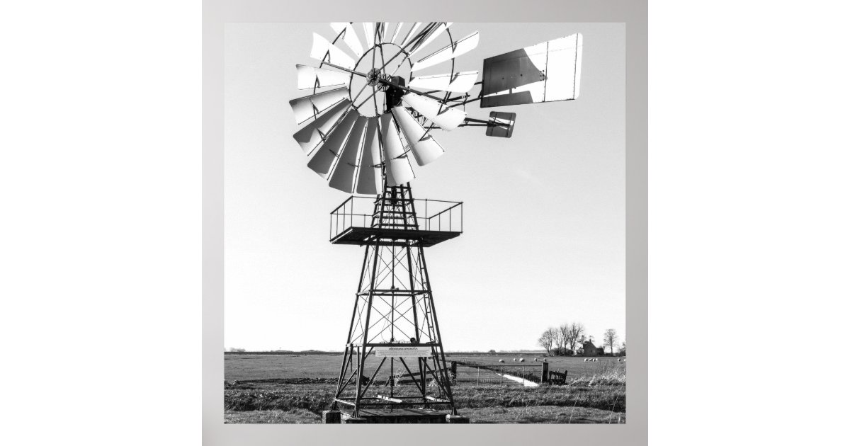 Farm Agricultural Water Pump Windmill Poster | Zazzle