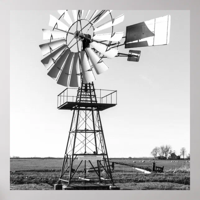 Farm Agricultural Water Pump Windmill Poster | Zazzle