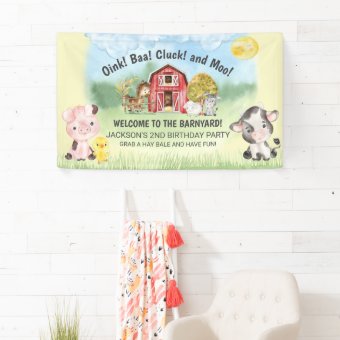 Farm Animal Barn Themed 2nd Birthday Banner | Zazzle
