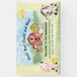 Farm Animal Barn Themed 2nd Birthday Banner | Zazzle