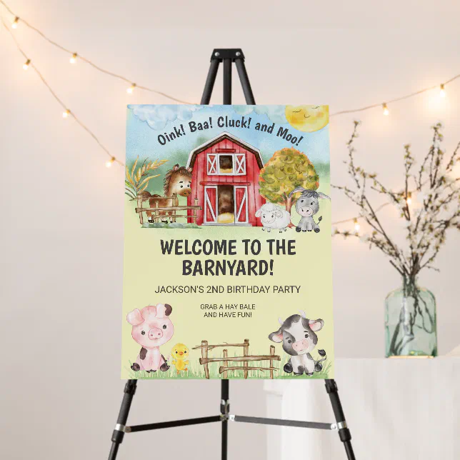 Farm Animal Barn Themed 2nd Birthday Foam Board | Zazzle