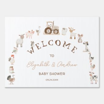 Farm Animal Barnyard Baby Shower Welcome Yard Sign | Zazzle