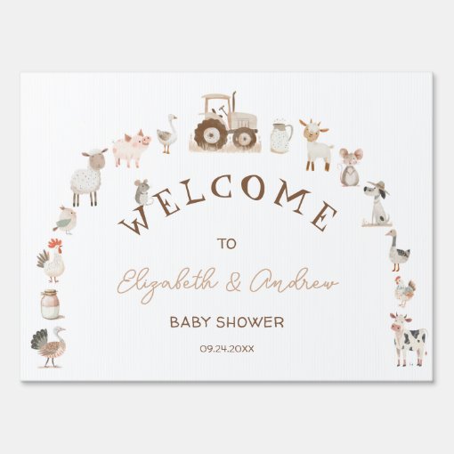 Farm Animal Barnyard Baby Shower Welcome Yard Sign | Zazzle