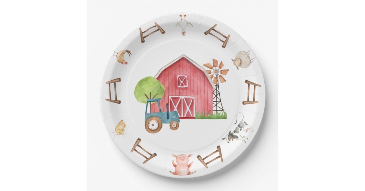 Farm Animal Barnyard Birthday Paper Plate | Zazzle