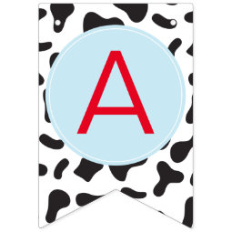 Farm animal birthday cow print bunting banner | Zazzle